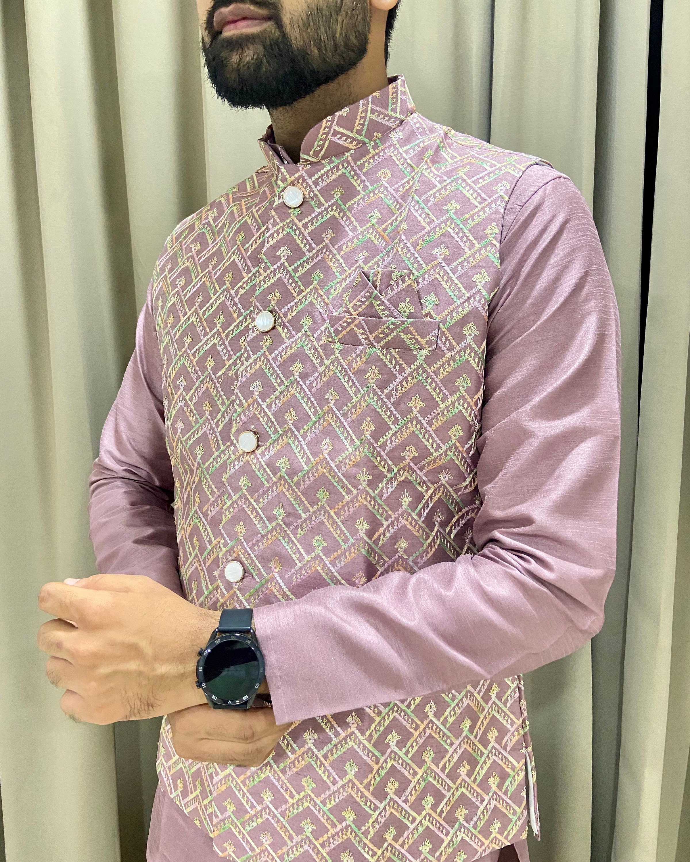 Elegant Jodhpuri Dusty Pink Nehru Modi Jacket With Kurta Pajama Set - Etsy