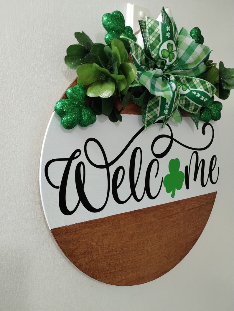 Welcome Shamrock Front Door Wreath Saint Patrick's Day - Etsy