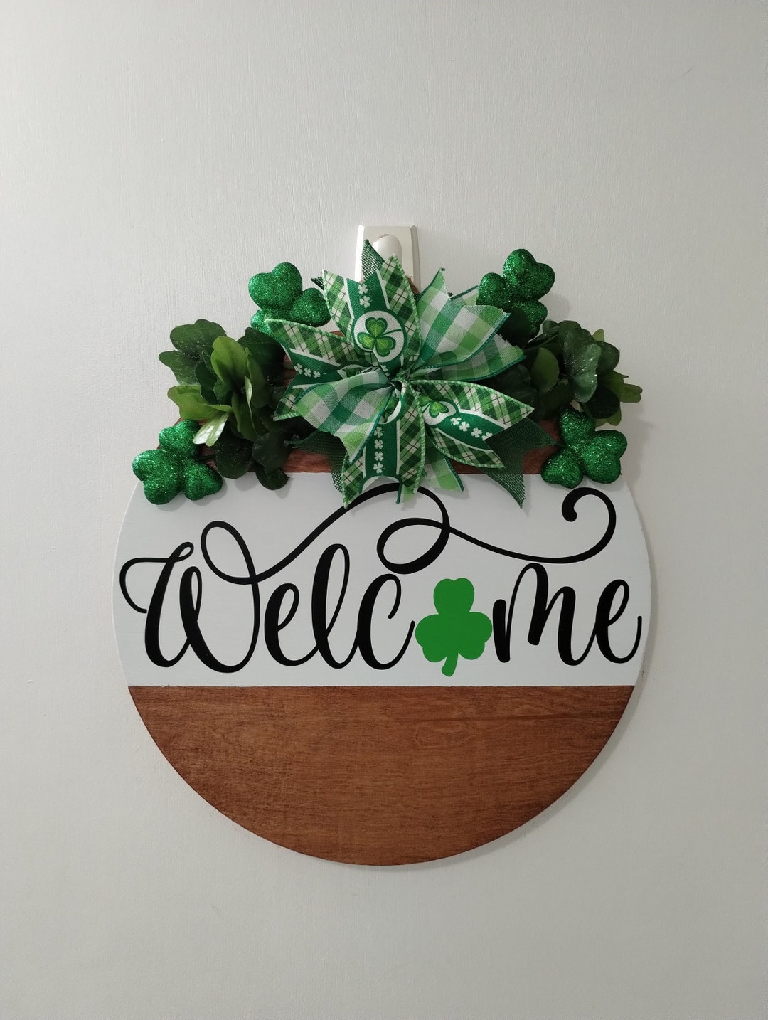 Welcome Shamrock Front Door Wreath, Saint Patrick's Day Door Hanger ...