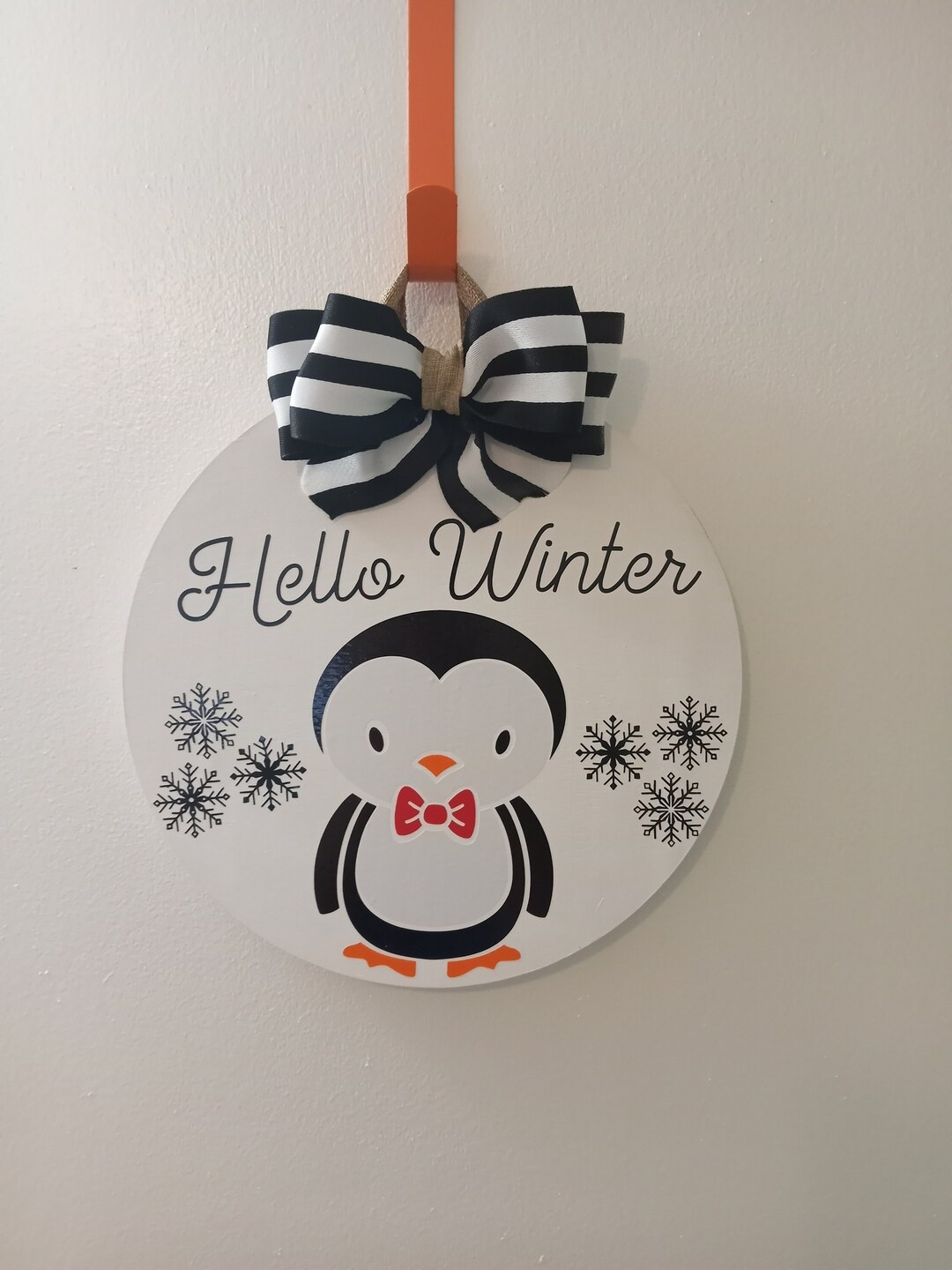 Wooden hello Winter Penguin Door Sign Door - Etsy