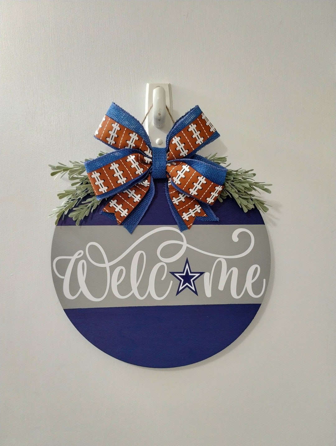 Welcome Football Wreath, Football Front Door Decor, Football Team Door ...