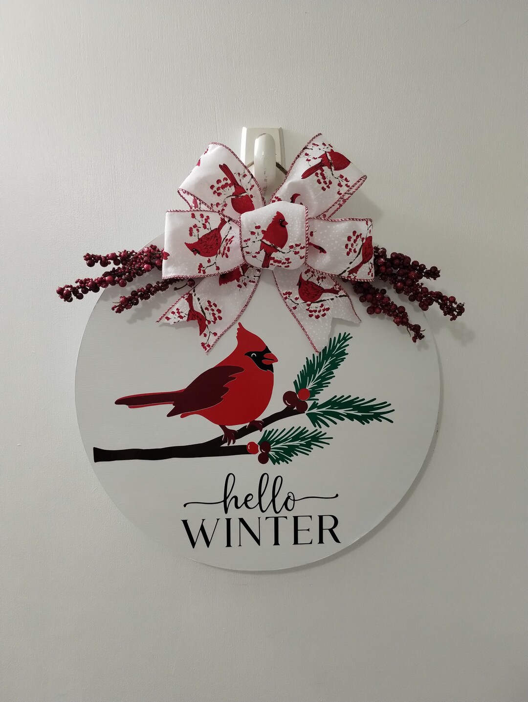 Winter Front Door Decor | Hello Winter | Winter Cardinal Wreath ...