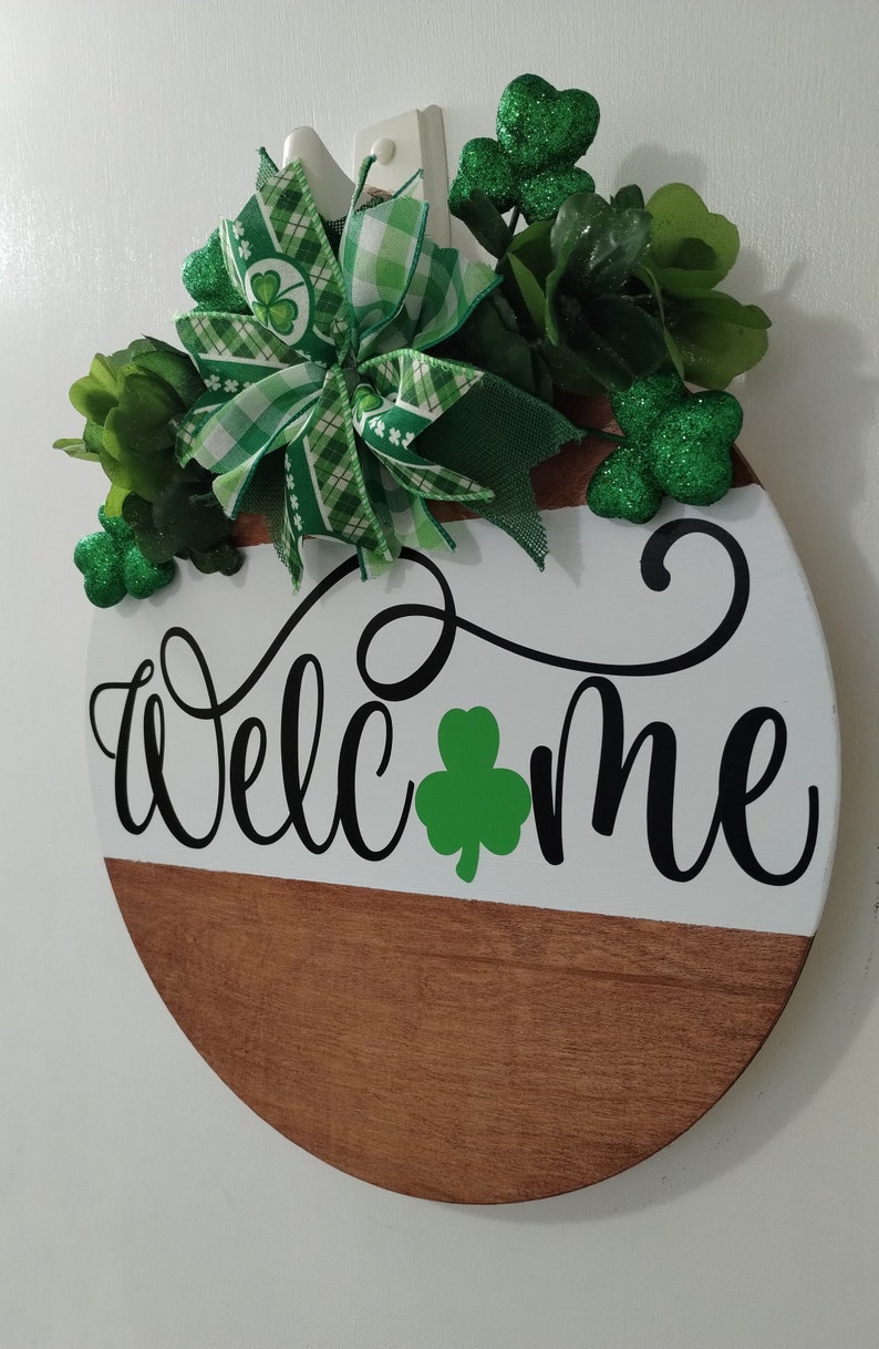 Welcome Shamrock Front Door Wreath Saint Patrick's Day - Etsy