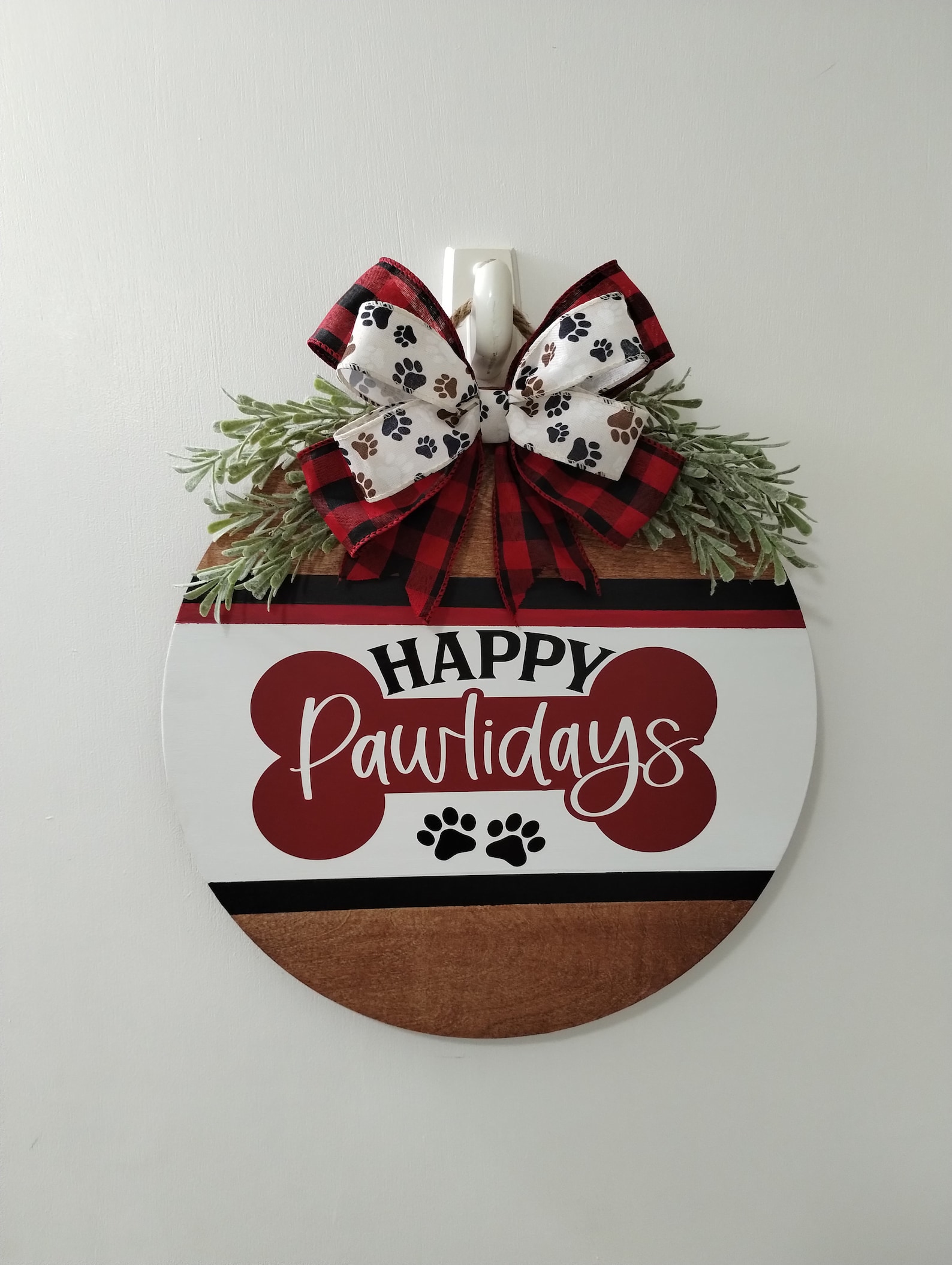 Happy Pawlidays Front Door Wreath Holiday Decor Christmas - Etsy