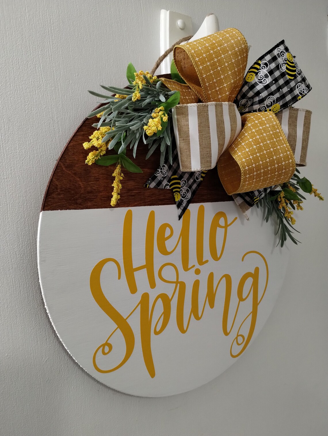 Hello Spring Front Door Wreath, Spring Door Sign, Spring Door Hanger ...