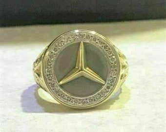Gold Mercedes Logo Ring - Etsy