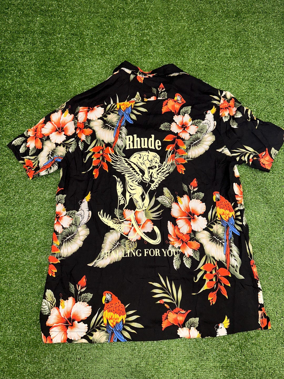 Fallin to Madness Rhude Falling for You Hawaiian Black Floral Parrot ...