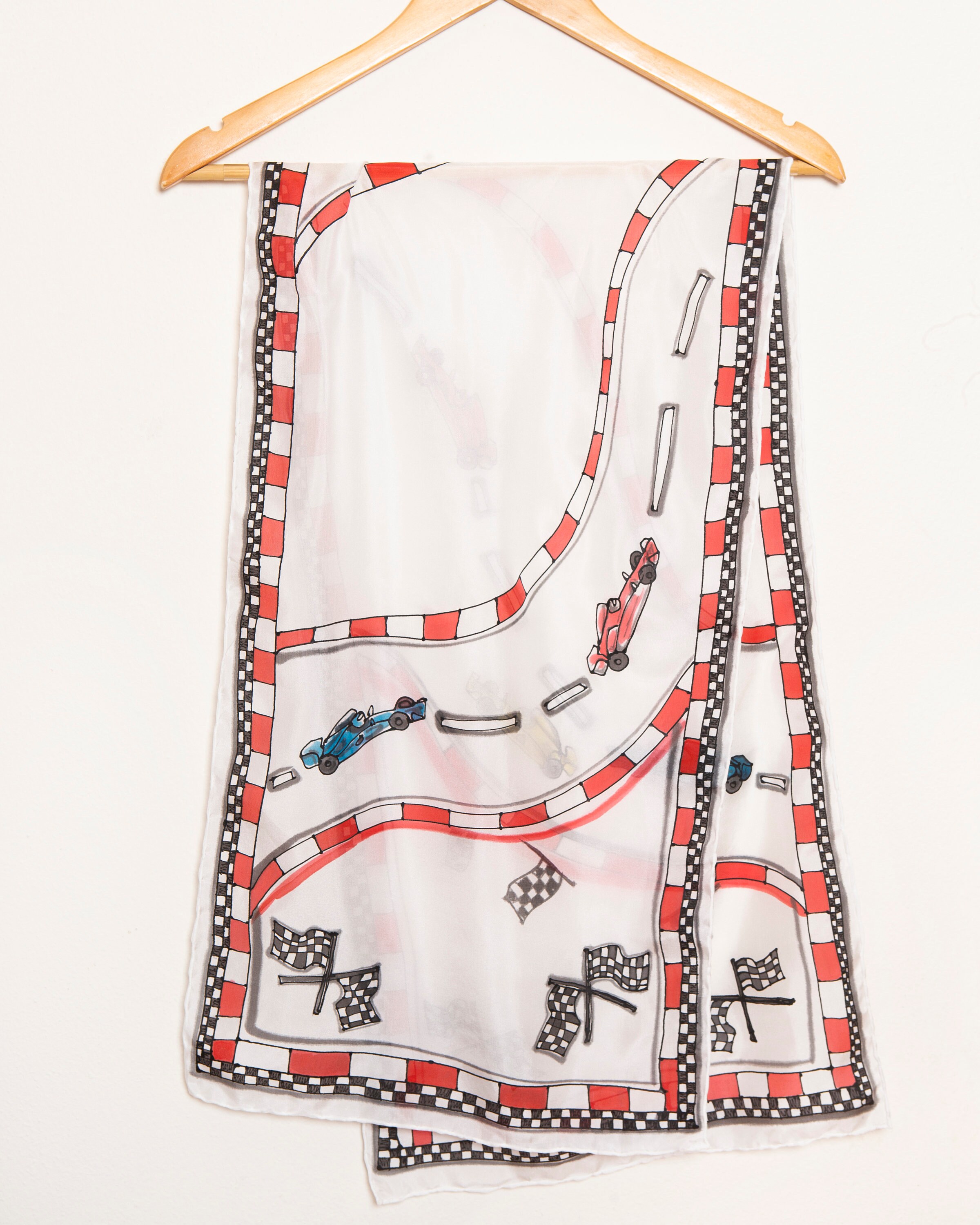Ferrari F1 Hand Painted Silk Scarf Ferrari Lover Gift F1 Race Car Scarf ...