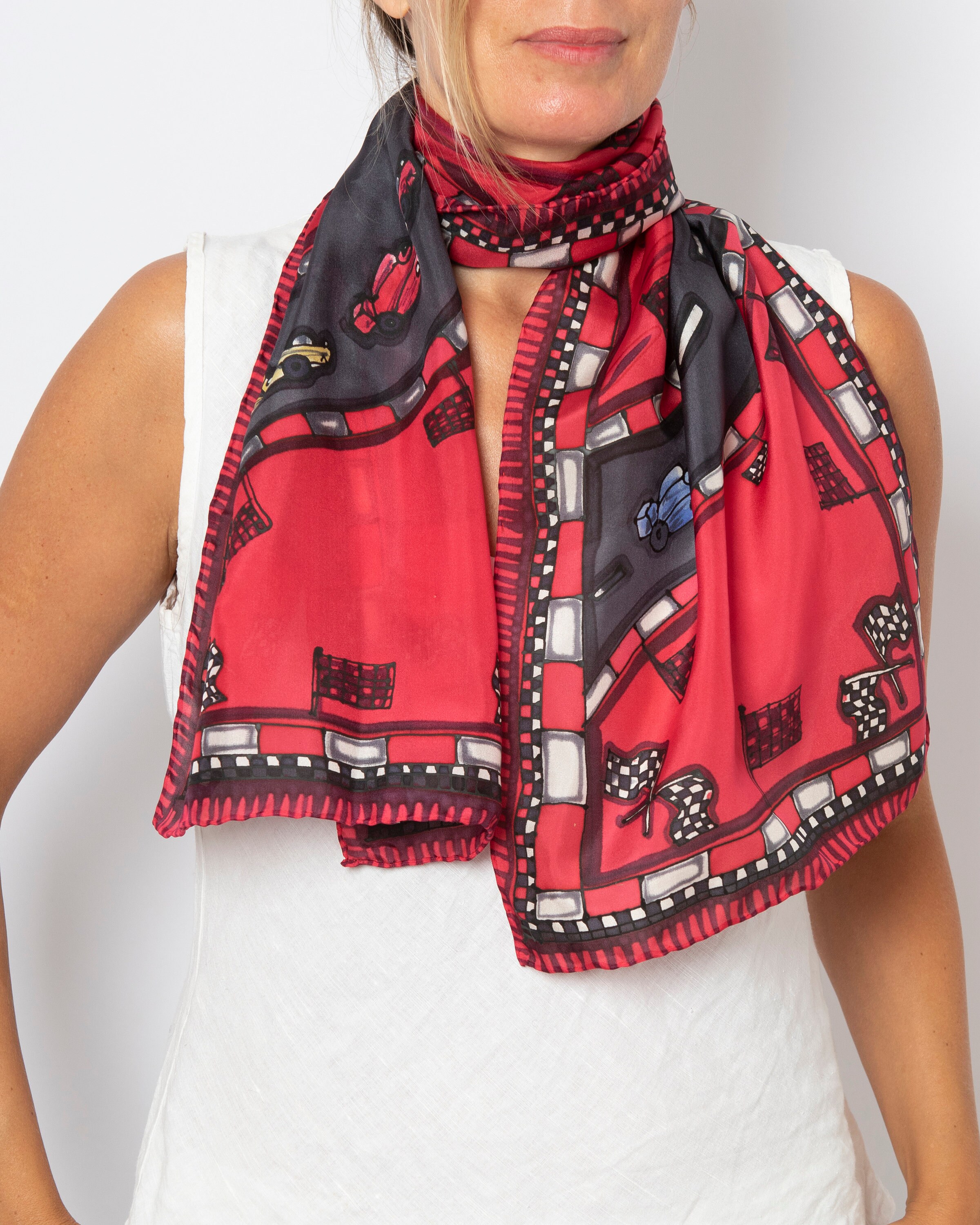 Ferrari Formula 1 Hand Painted Silk Scarf Ferrari Lover Gift F1 Race ...