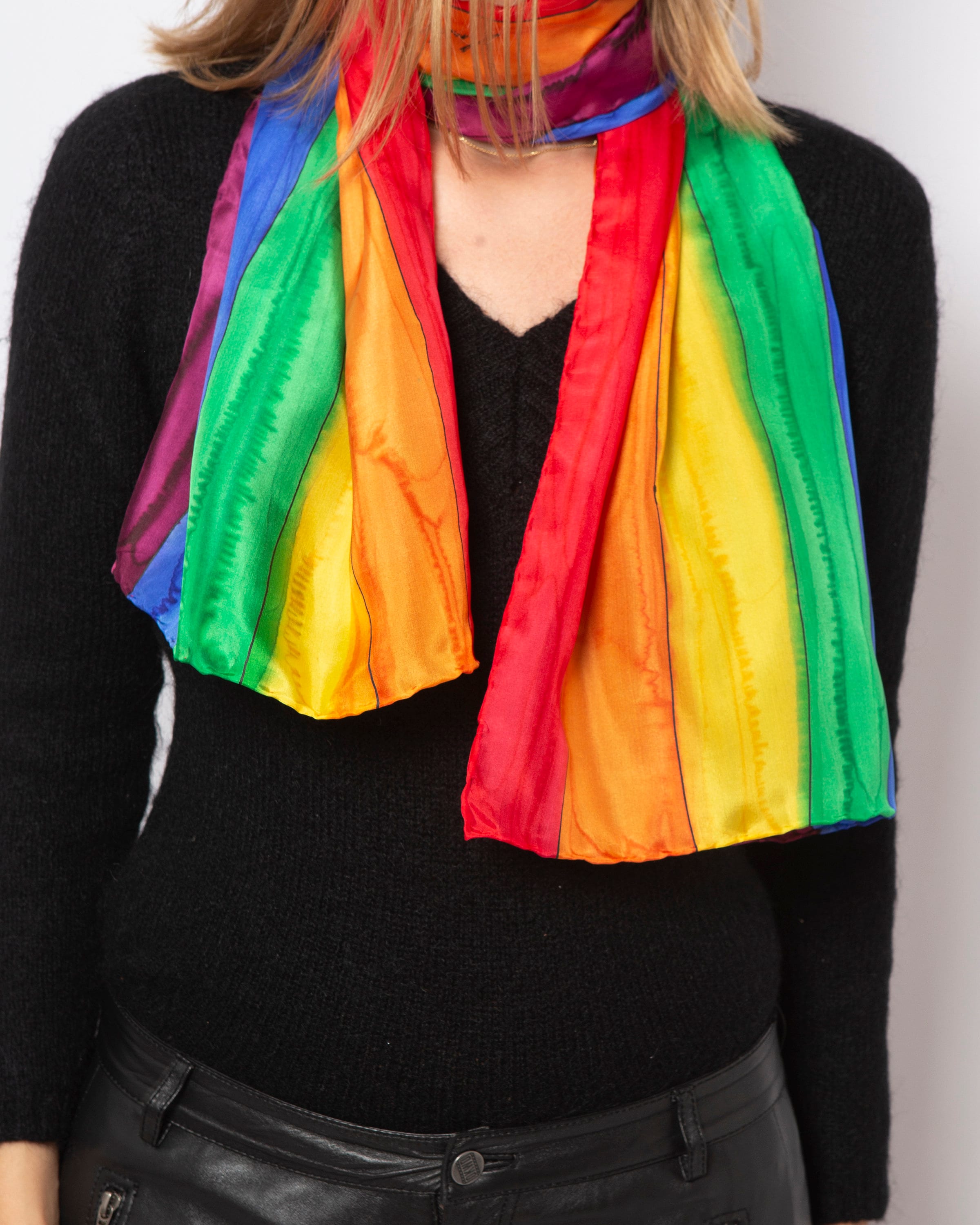 Rainbow Scarf Silk Scarf Hand Painted Pride Scarf Rainbow Silk - Etsy