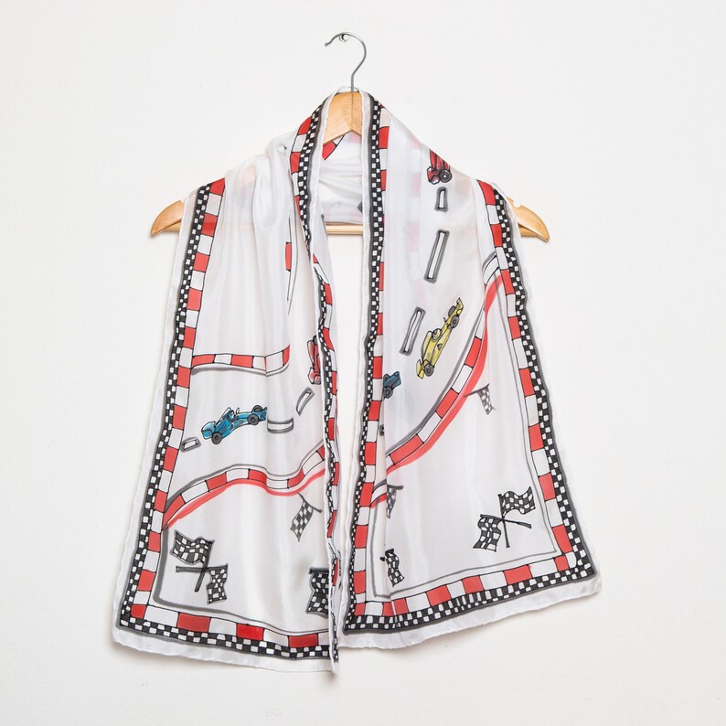 Ferrari F1 Hand Painted Silk Scarf Ferrari Lover Gift F1 Race Car Scarf ...