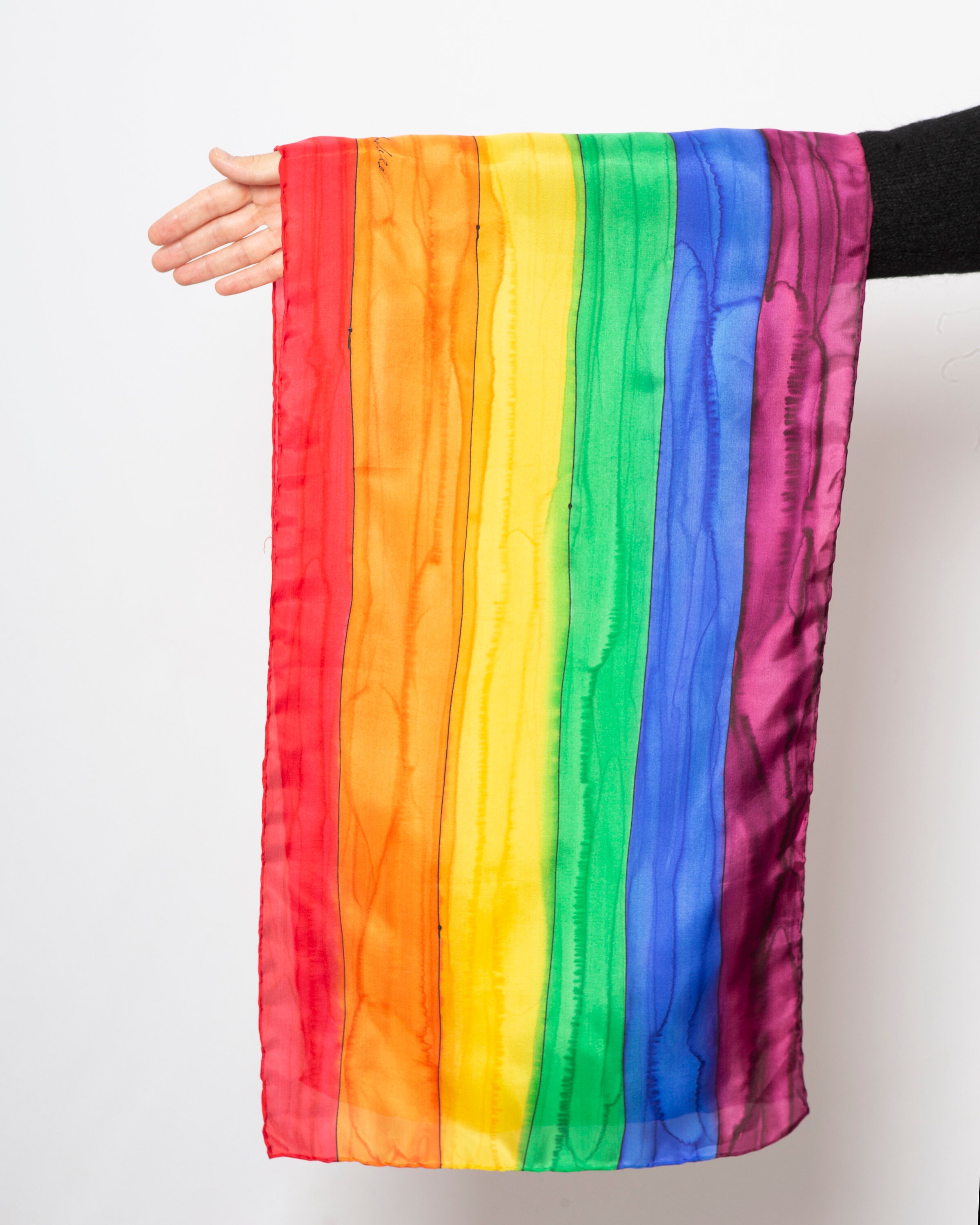 Rainbow Scarf Silk Scarf Hand Painted Pride Scarf Rainbow Silk Scarf ...