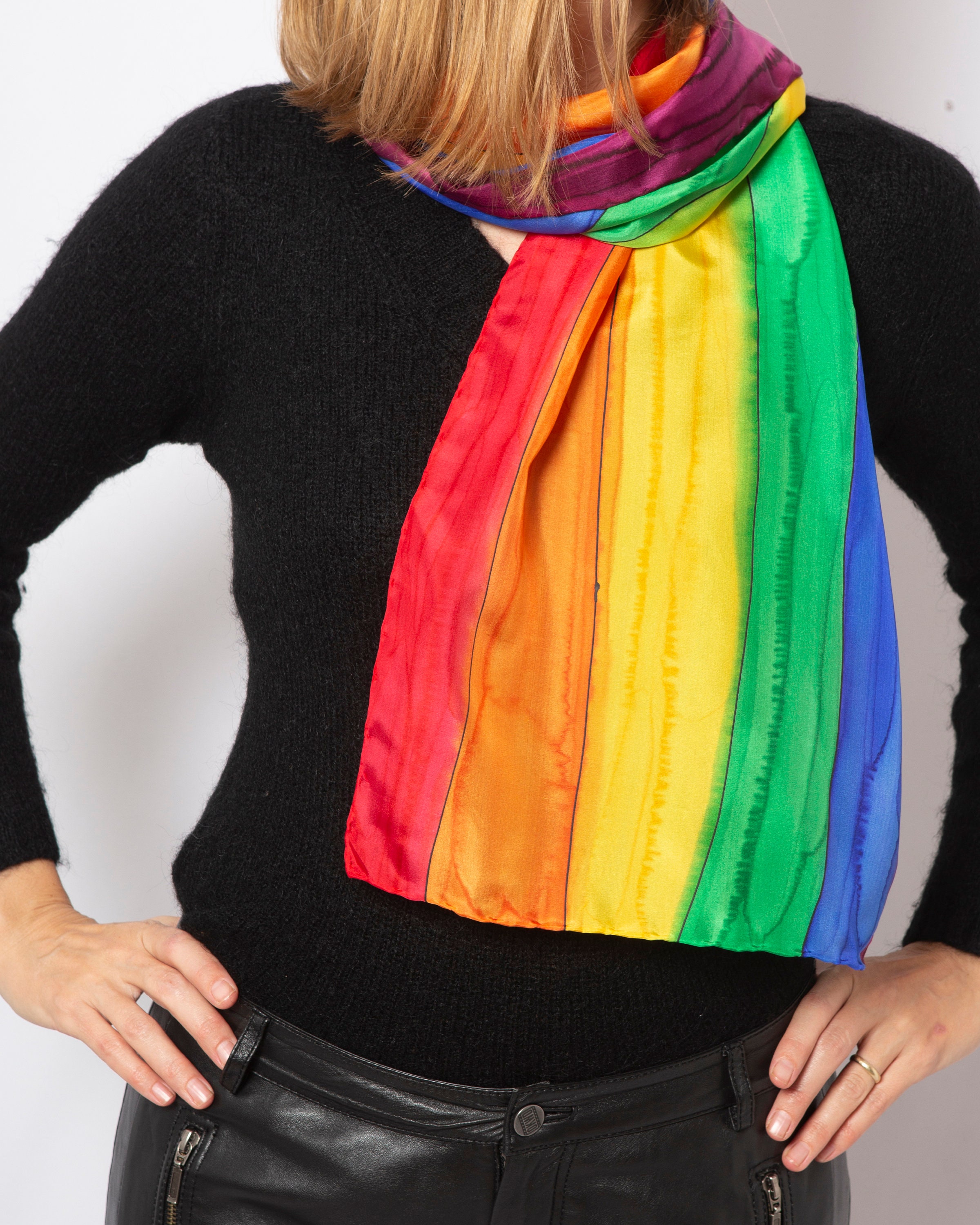Rainbow Scarf Silk Scarf Hand Painted Pride Scarf Rainbow Silk - Etsy