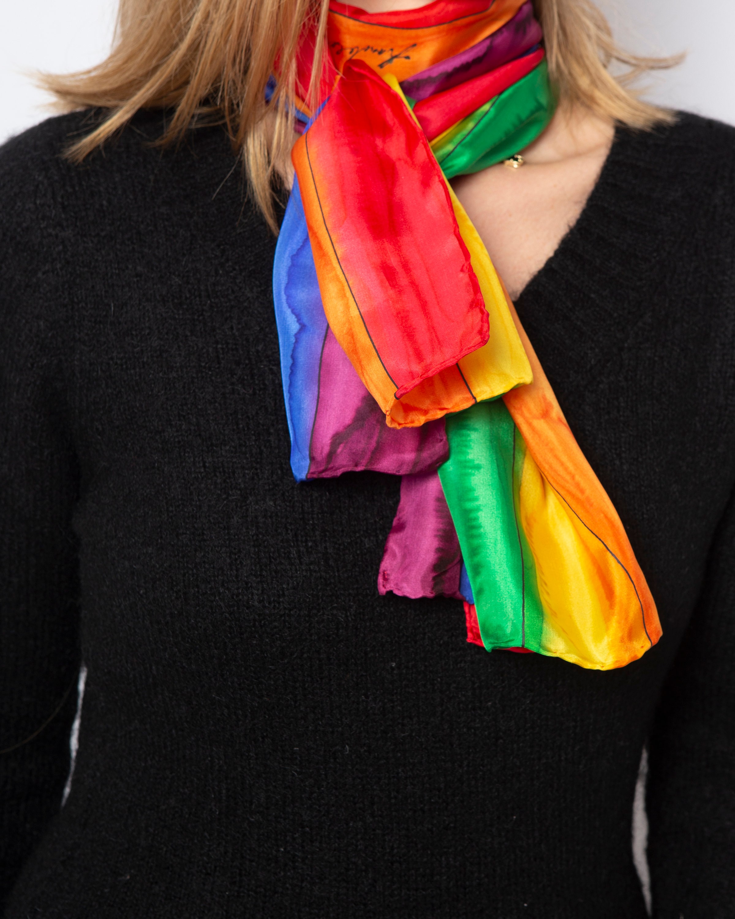 Rainbow Scarf Silk Scarf Hand Painted Pride Scarf Rainbow Silk Scarf ...