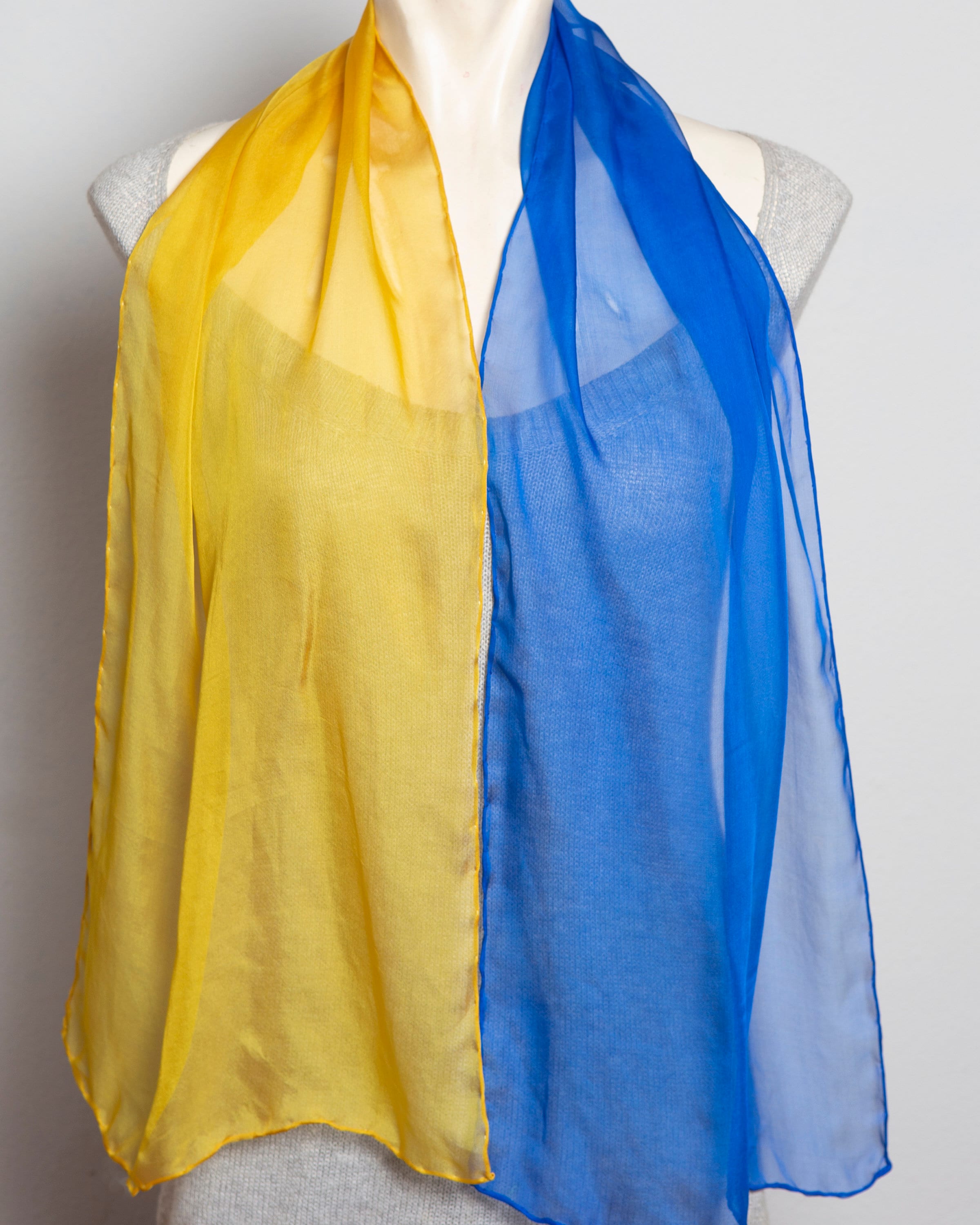 Blue Yellow Ukraine Flag Scarf Hand Painted Silk Scarf Ukraine Scarf ...