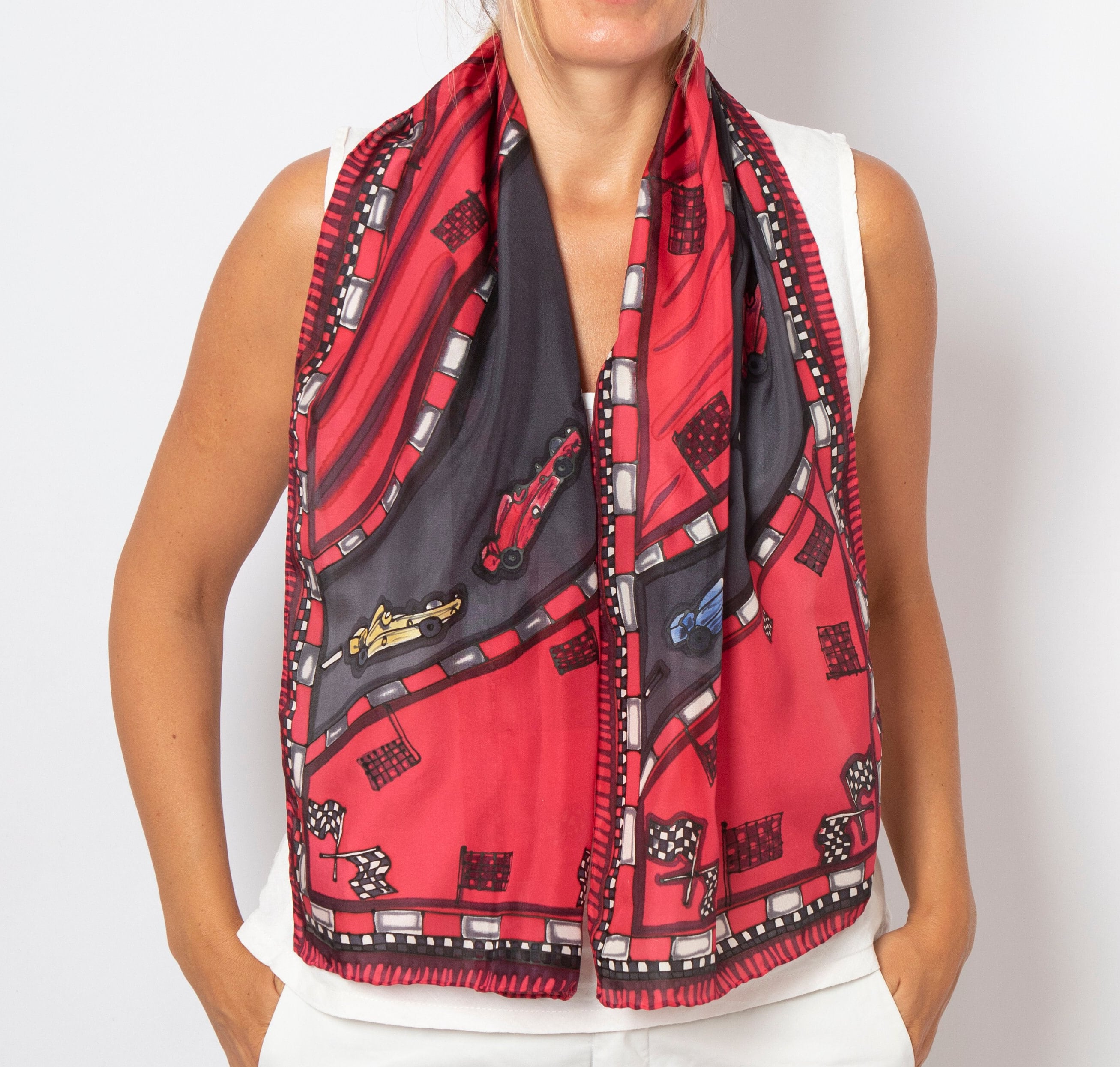 Ferrari Formula 1 Hand Painted Silk Scarf Ferrari Lover Gift F1 Race ...
