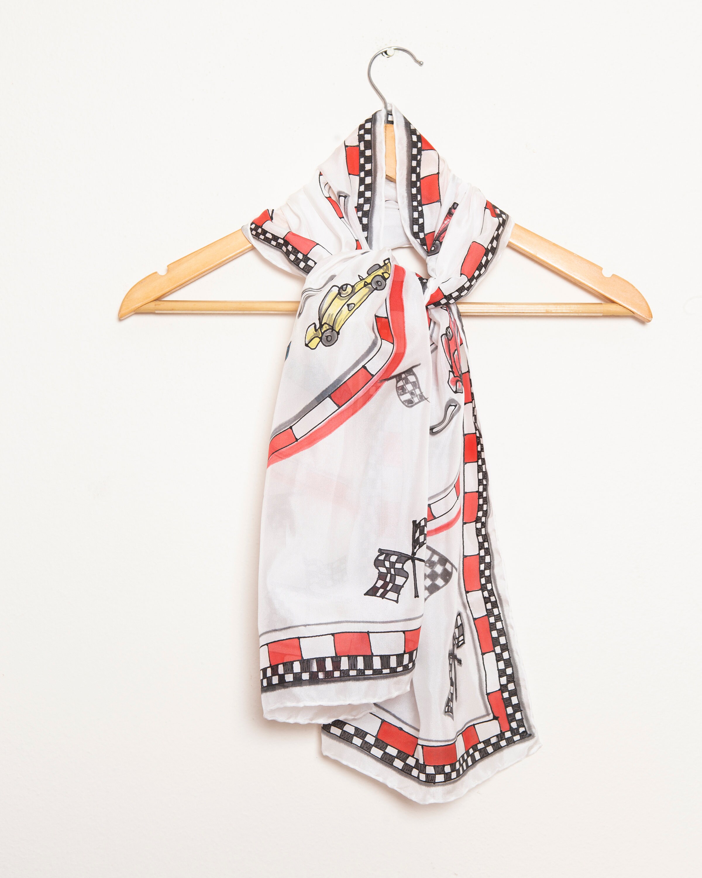 Ferrari F1 Hand Painted Silk Scarf Ferrari Lover Gift F1 Race Car Scarf ...
