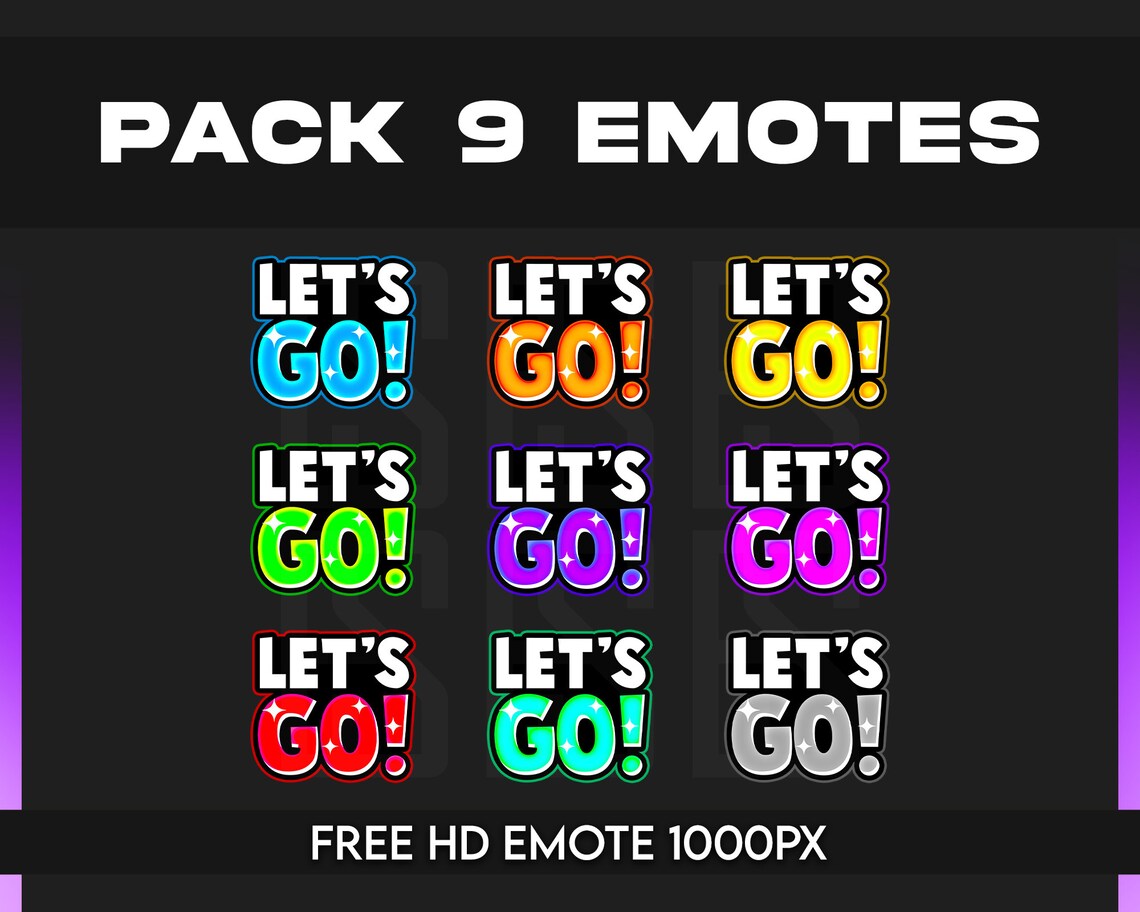LETS GO emote animado, con 9 emotes estáticos . Diseñado para Twitch ...