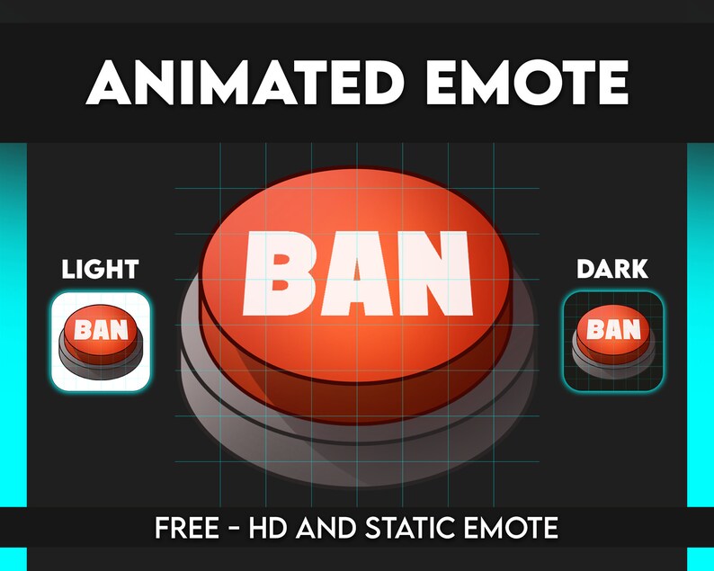 RED BAN BUTTON Animated Emotes Designed for Twitch, Discord, Sub ...