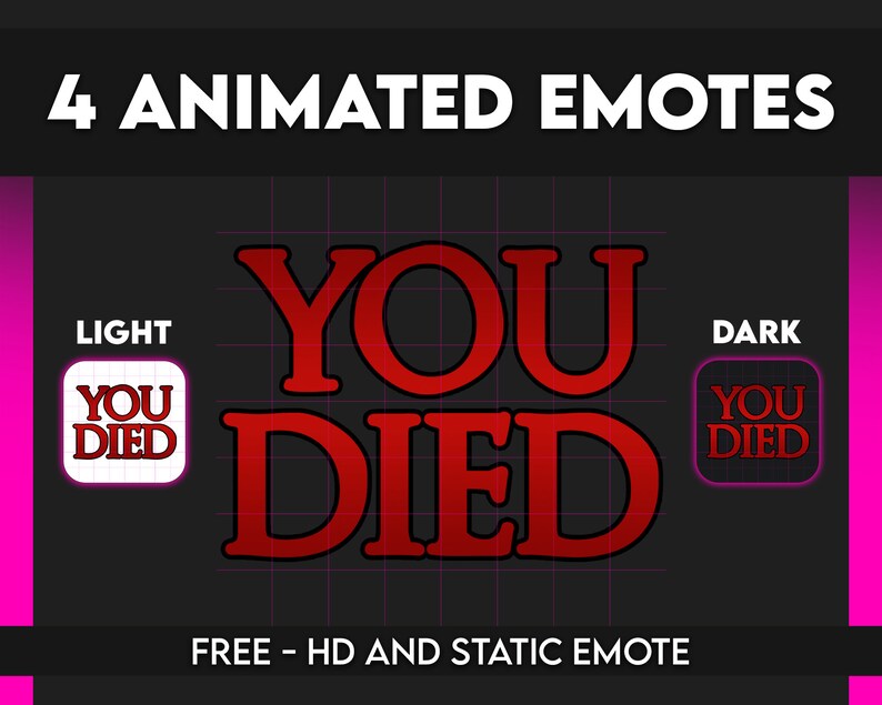 YOU DIED TEXT Animated Emotes Designed for Twitch - Etsy Australia