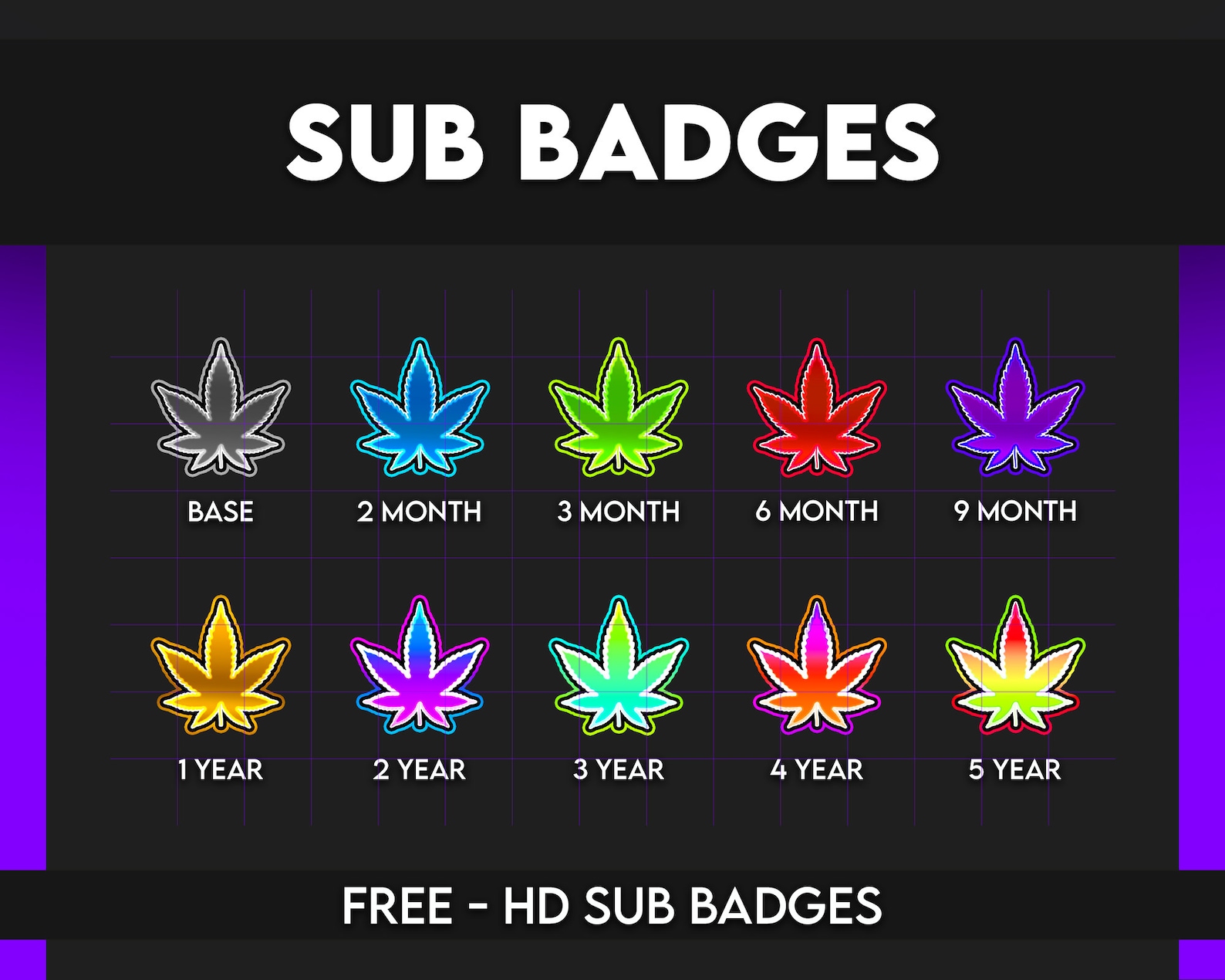 WEED LEAF Sub Badges Designed for Twitch, Discord, Sub, Streamers ...