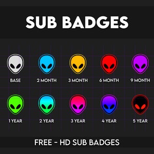 ALIEN HEAD Sub Badges Designed for Twitch, Discord, Sub, Streamers - Etsy