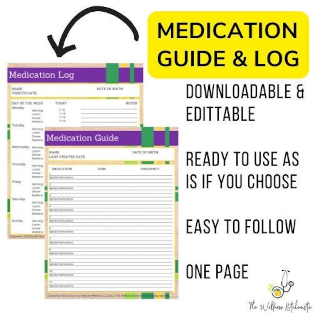Medication Guide and Log EDITABLE CANVA TEMPLATE - Etsy