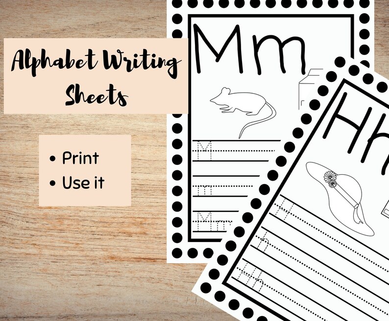 Alphabet Writing Sheets. Digital Download. PDF File. - Etsy