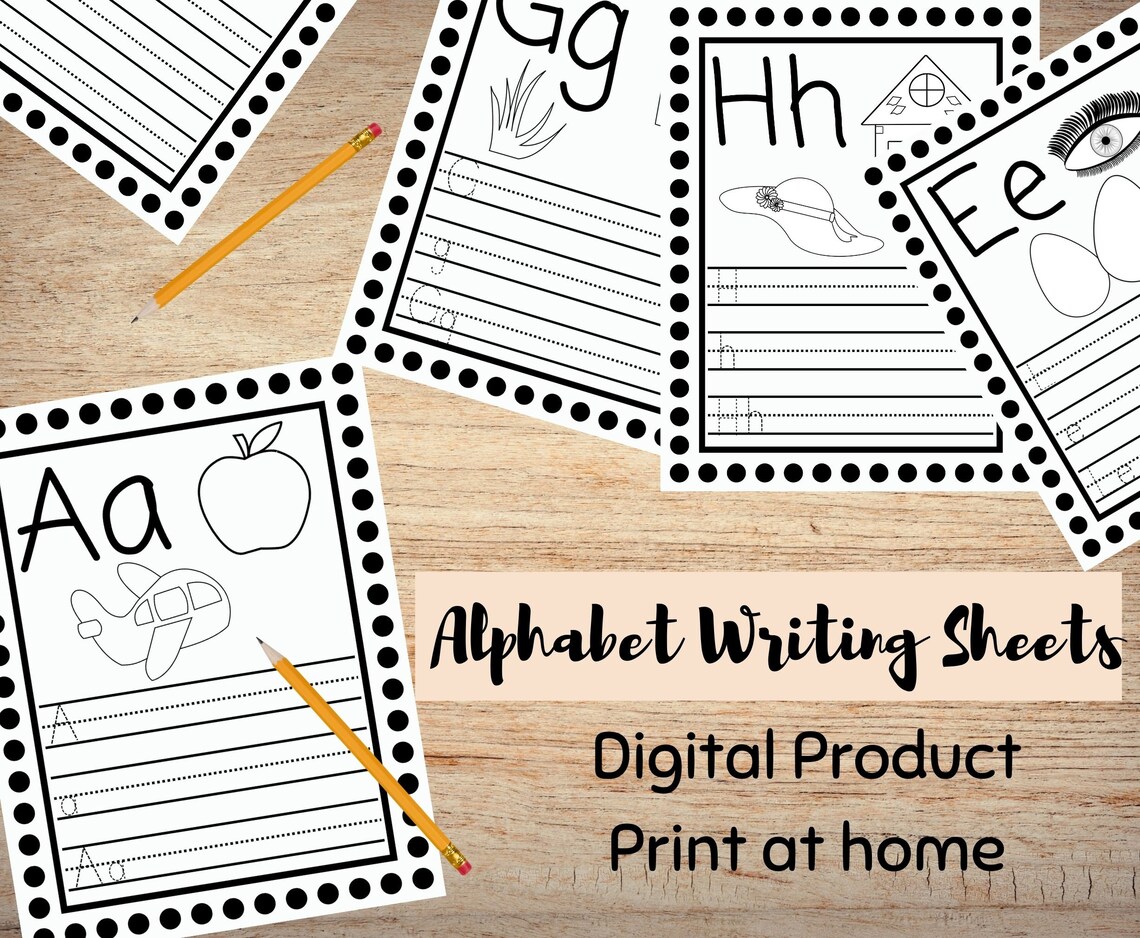 Alphabet Writing Sheets. Digital Download. PDF File. - Etsy