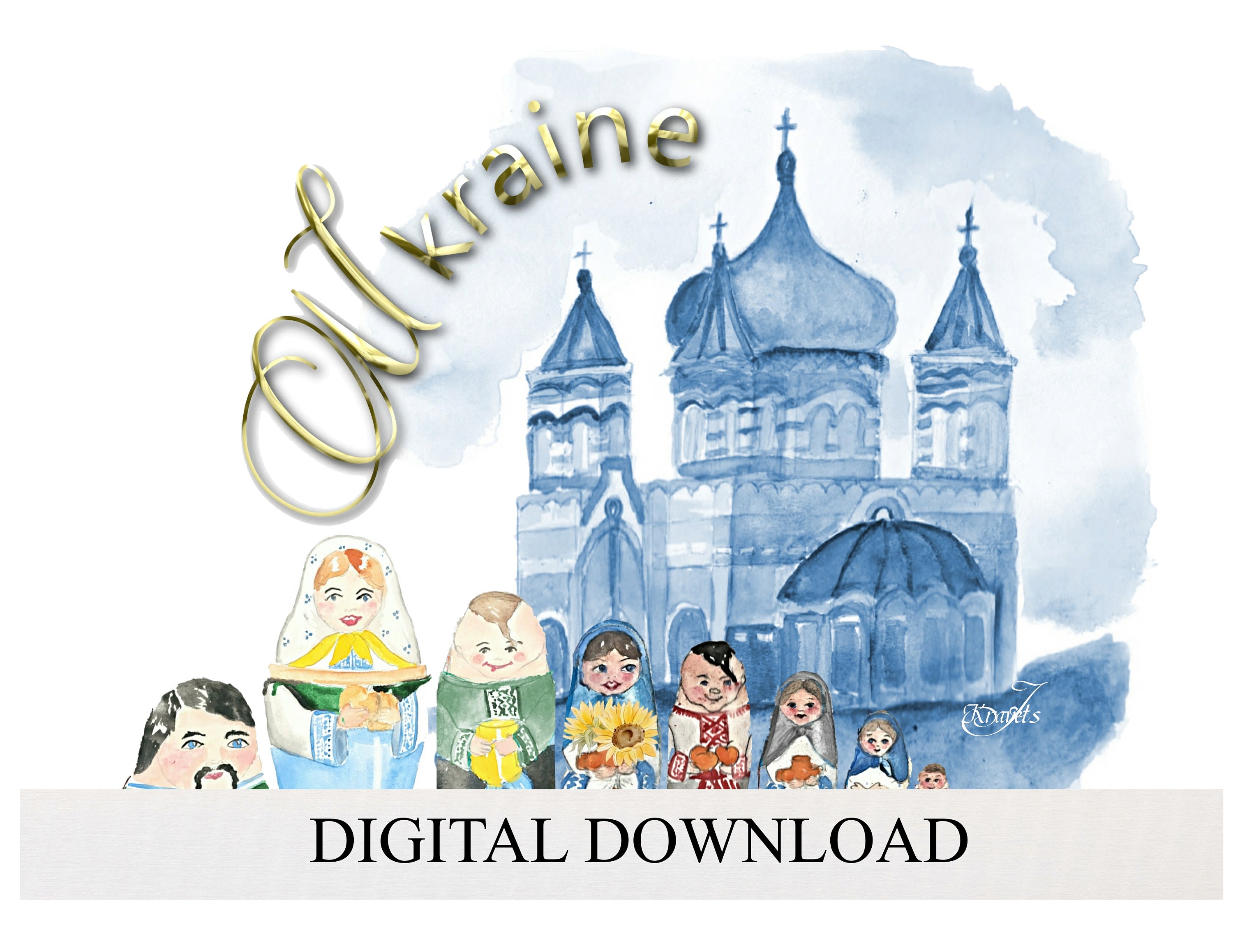 Kyiv, UA. Ukrainian Card Watercolor Wall Art, Christmas Card - Etsy