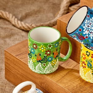 Hand Painted Colorful Ceramic Coffee Mug, 11oz Handmade Coffee Cup ...