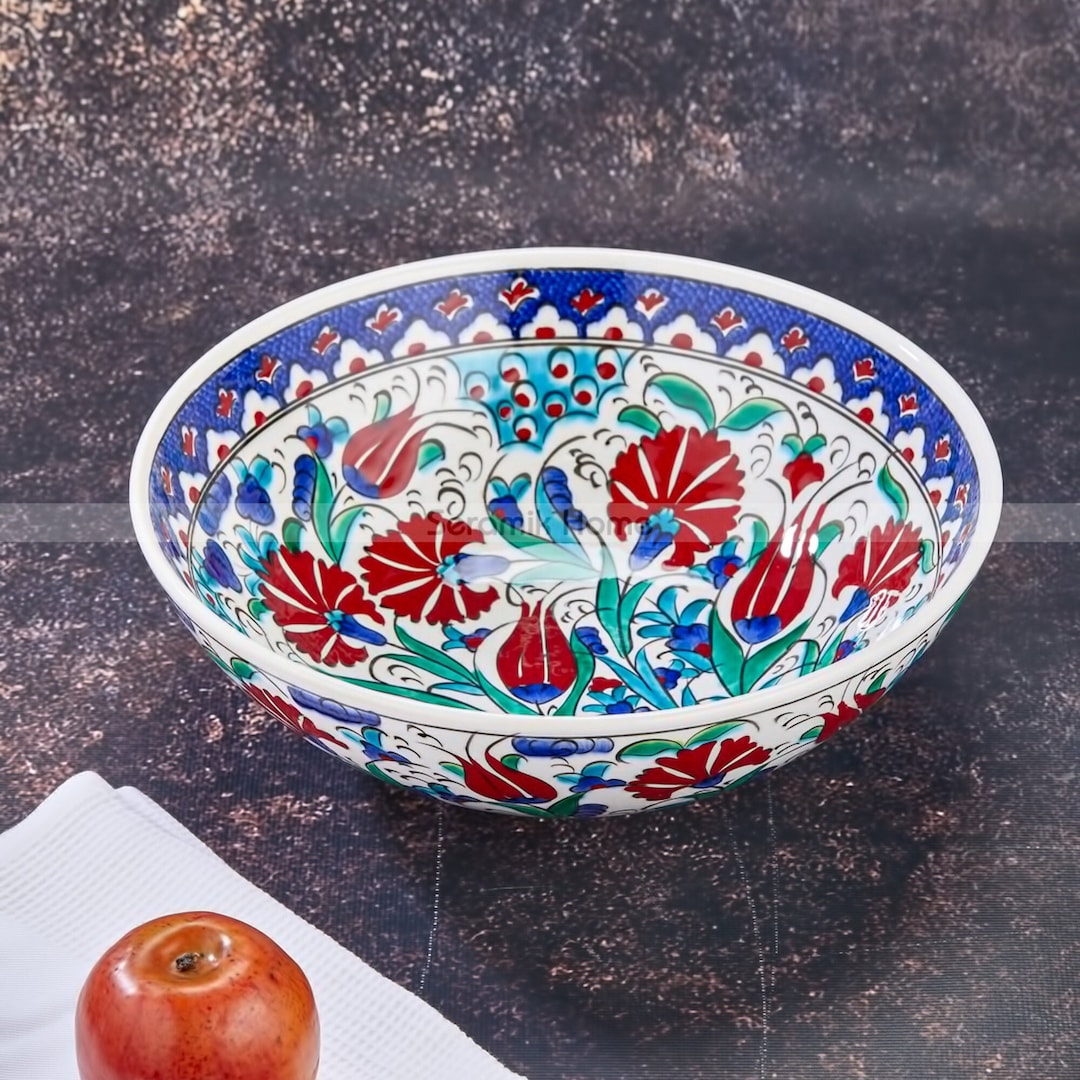 Multisize Large Ceramic Fruit Bowl, Handmade Salad Bowl, Colorful ...