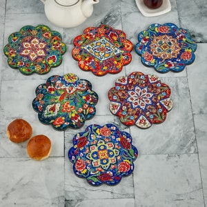 Ceramic 7" Trivet for Hot Dishes, Decorative Handmade Turkish Tile ...