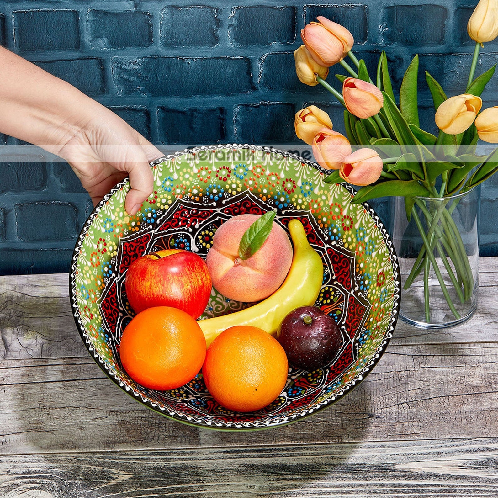 Multisize Large Ceramic Fruit Bowl, Handmade Salad Bowl, Colorful ...