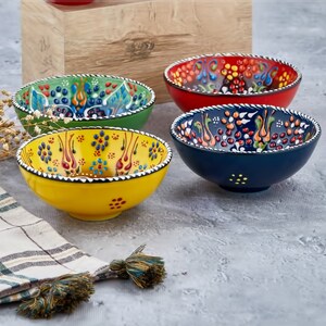 4.7" Small Pottery Bowl, Handmade Ceramic Bowl for Breakfast Serving ...