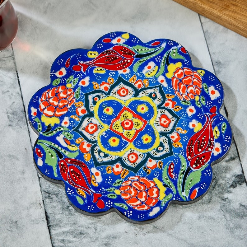 Ceramic 7" Trivet for Hot Dishes, Decorative Handmade Turkish Tile ...