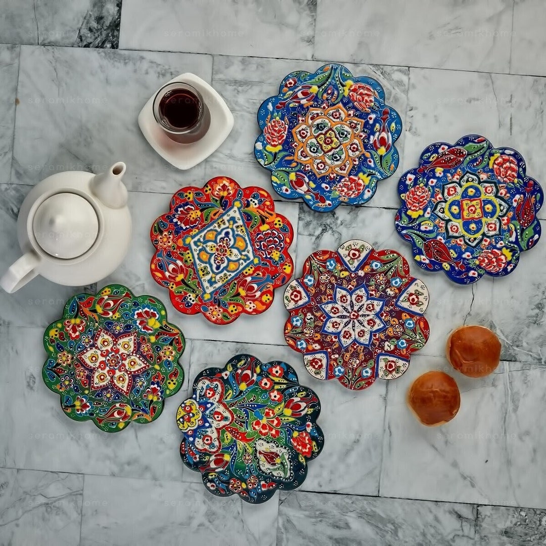 Ceramic 7" Trivet for Hot Dishes, Decorative Handmade Turkish Tile ...