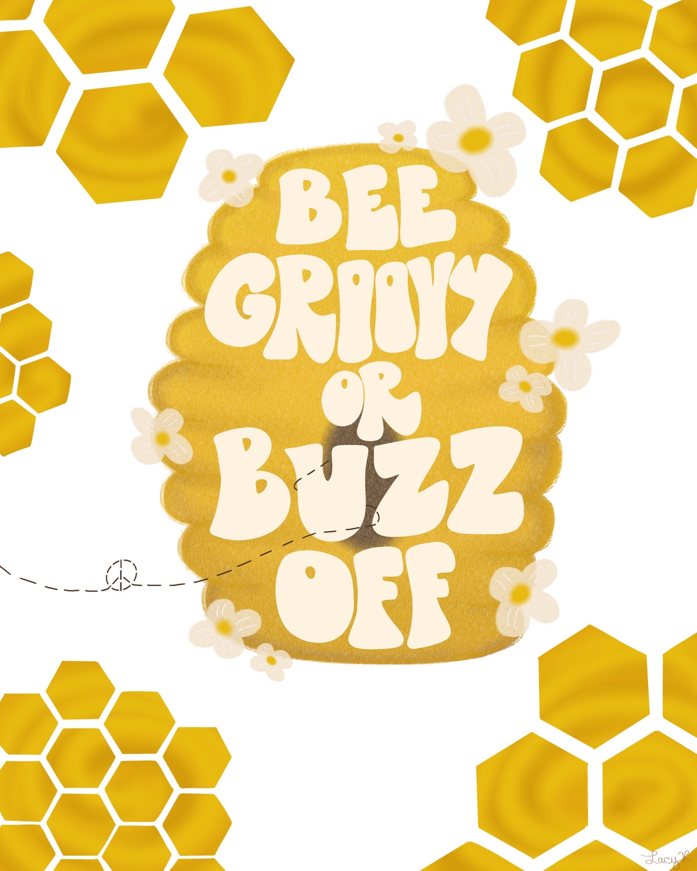 Printable Art Print, DIGITAL Wall Art, Bee Groovy Print, Digital ...