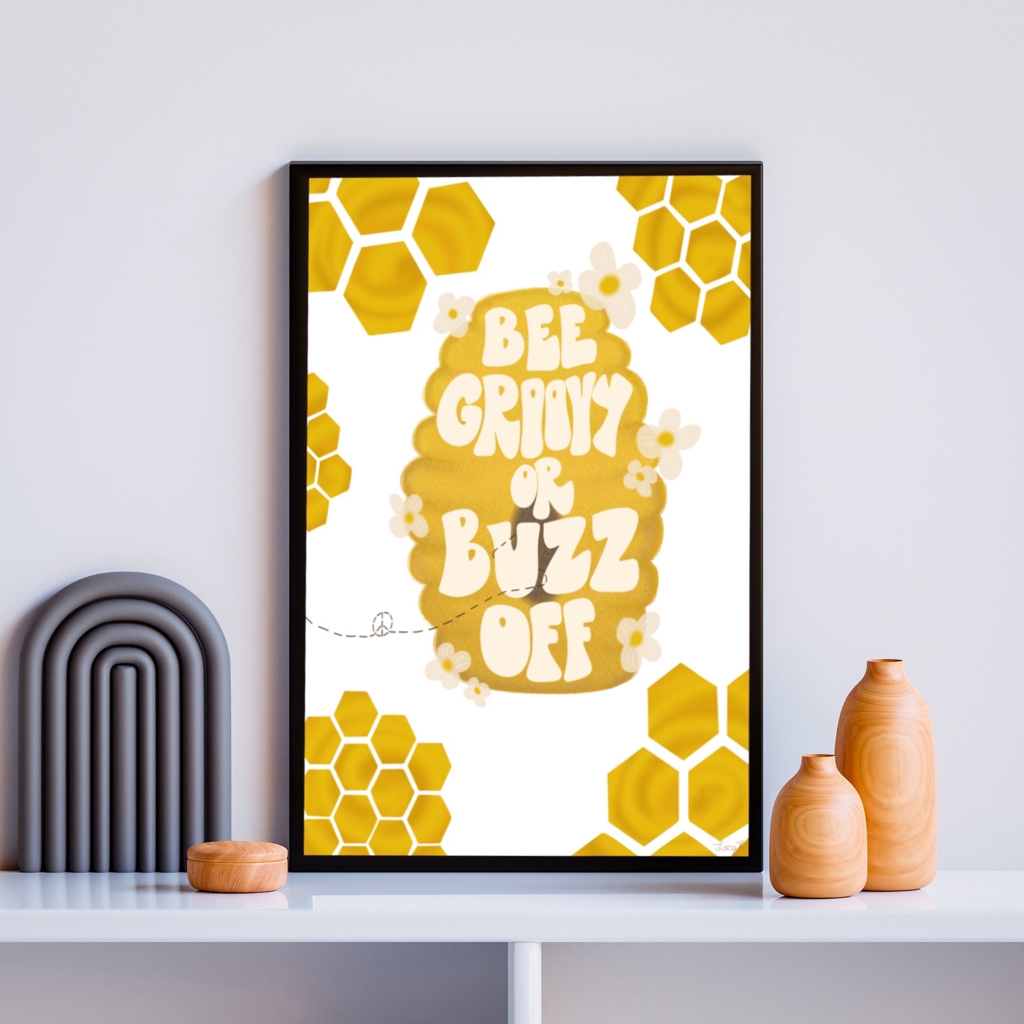 Bee Groovy Print, Honeycomb Bumblebee Art (digital Download) - Etsy