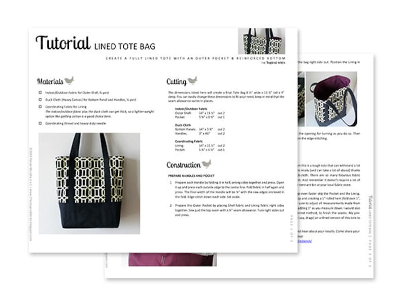 Lined Canvas Tote Sewing Tutorial - Etsy