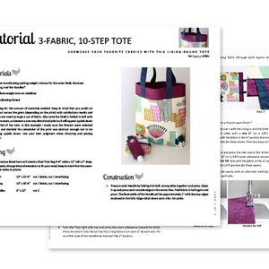 Easy Tote Bag Sewing Tutorial PDF – 3 Fabric, 10-step, Beginner ...
