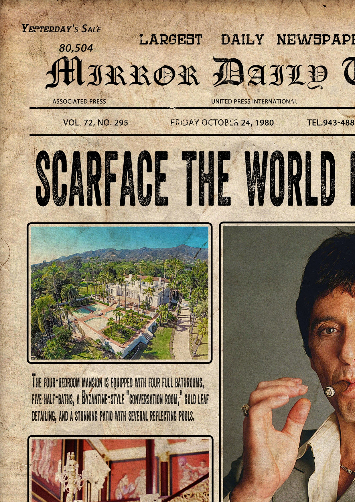 Scarface Newspaper Retro Print Tony Montana Vintage Photo Quotes Mafia ...