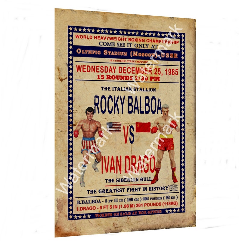 Rocky 1 2 3 4 IV Rocky Balboa VS Ivan Drago Fight Movie - Etsy