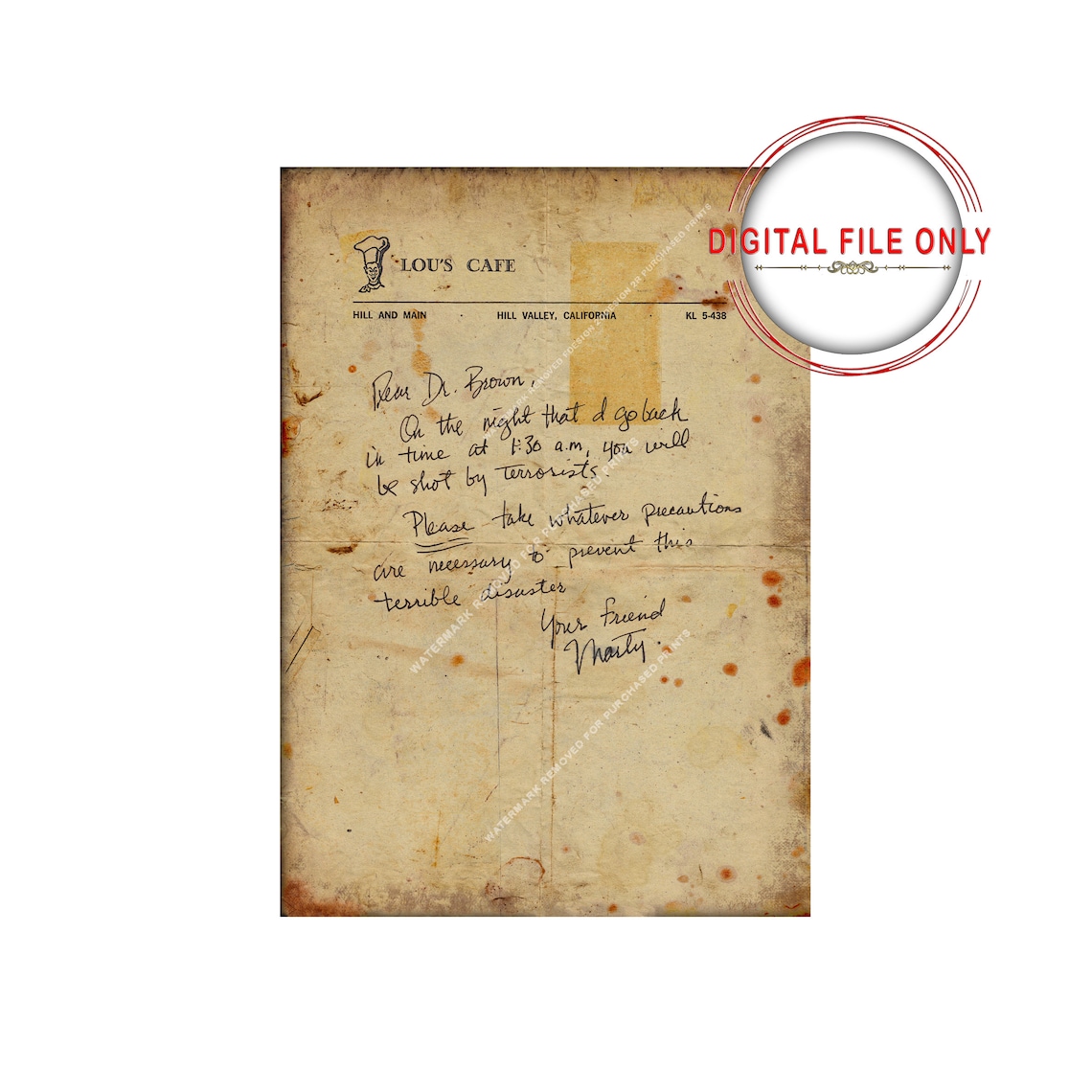 Back To The Future Marty McFly Vintage Letter To Doc Brown | Etsy