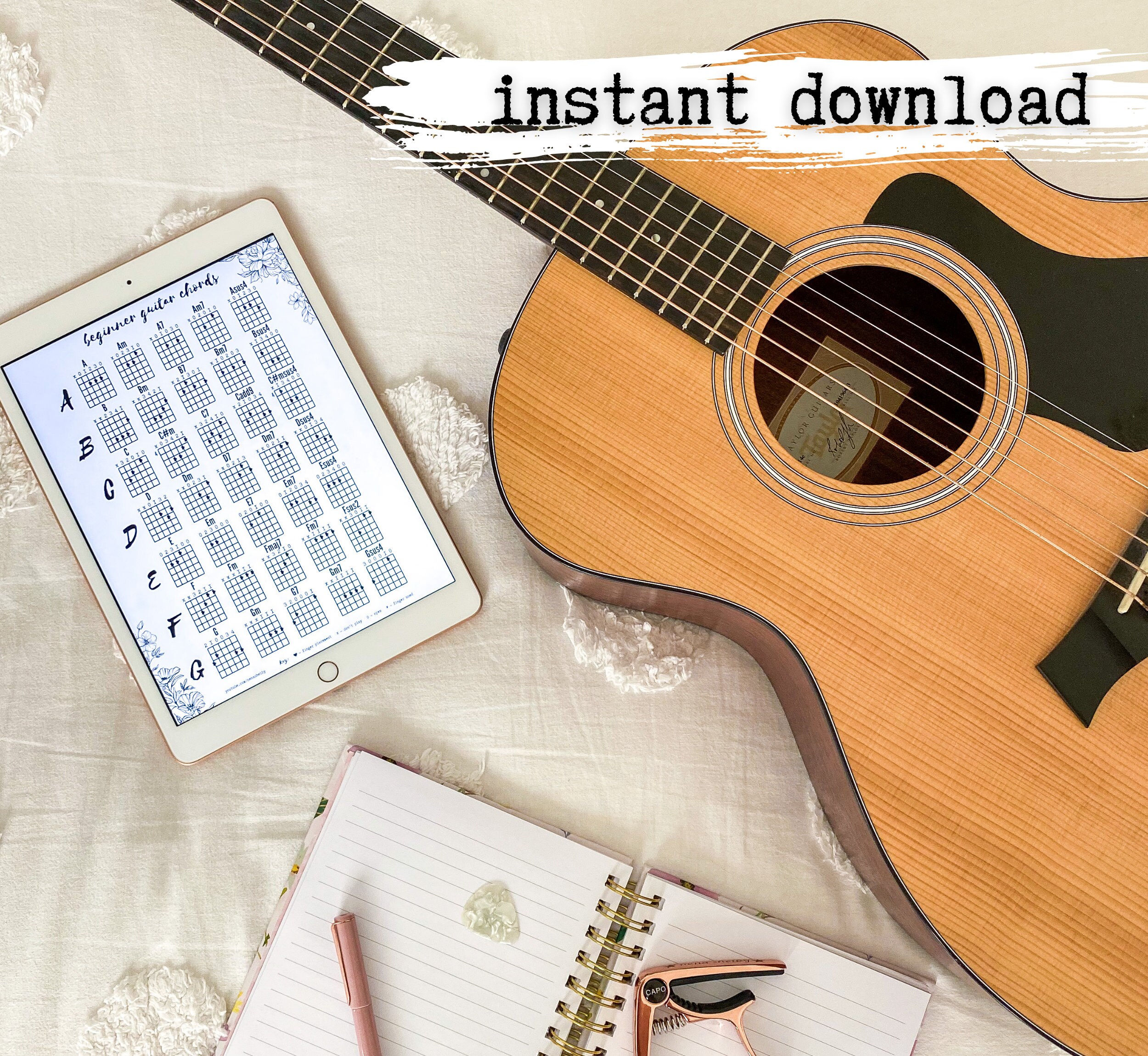 Beginner Guitar Chord Charts Printable PDF 8.5x11 Instant | Etsy
