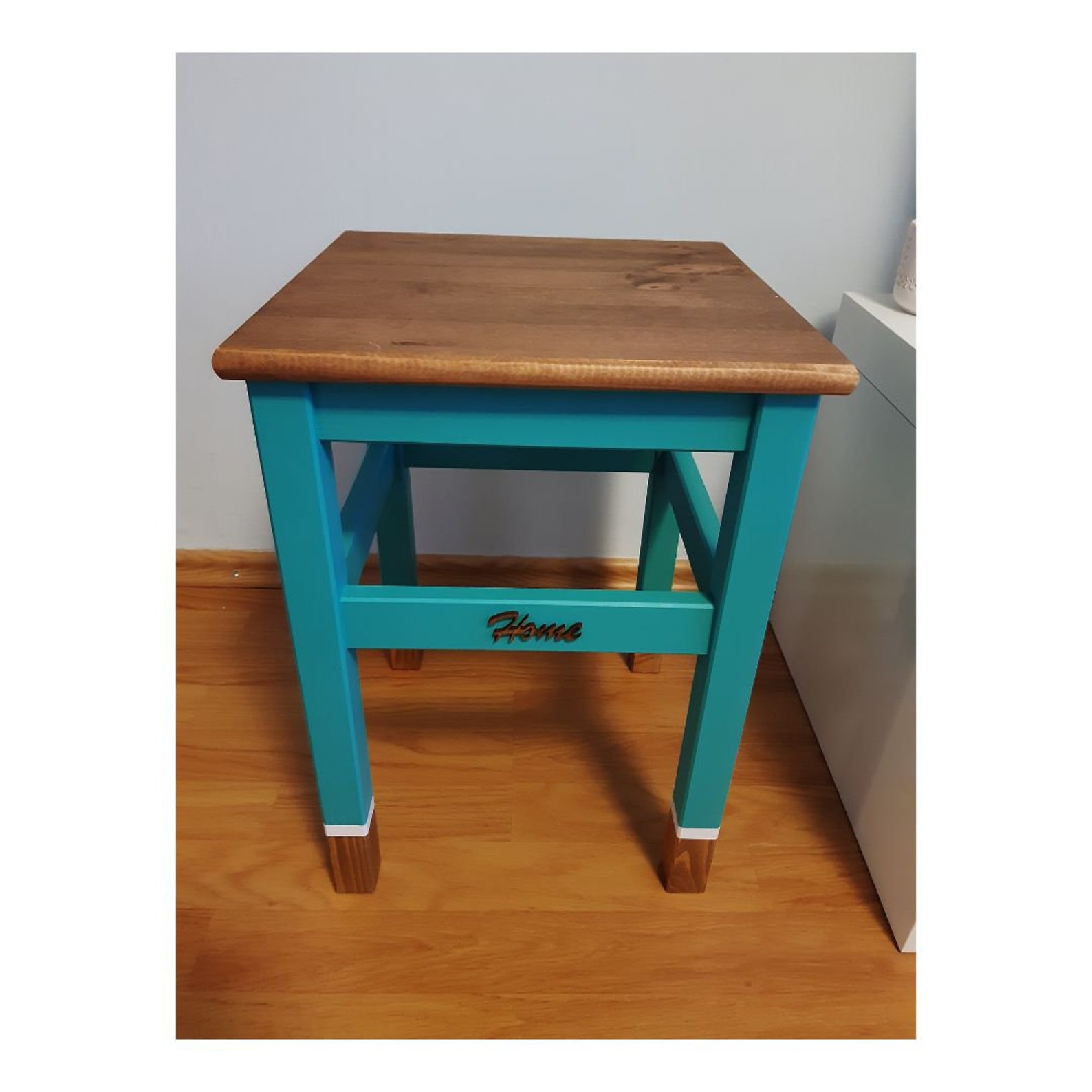 Painted Wooden Stool, Square Stool, Coffee Table, Vintage Table, Flower ...