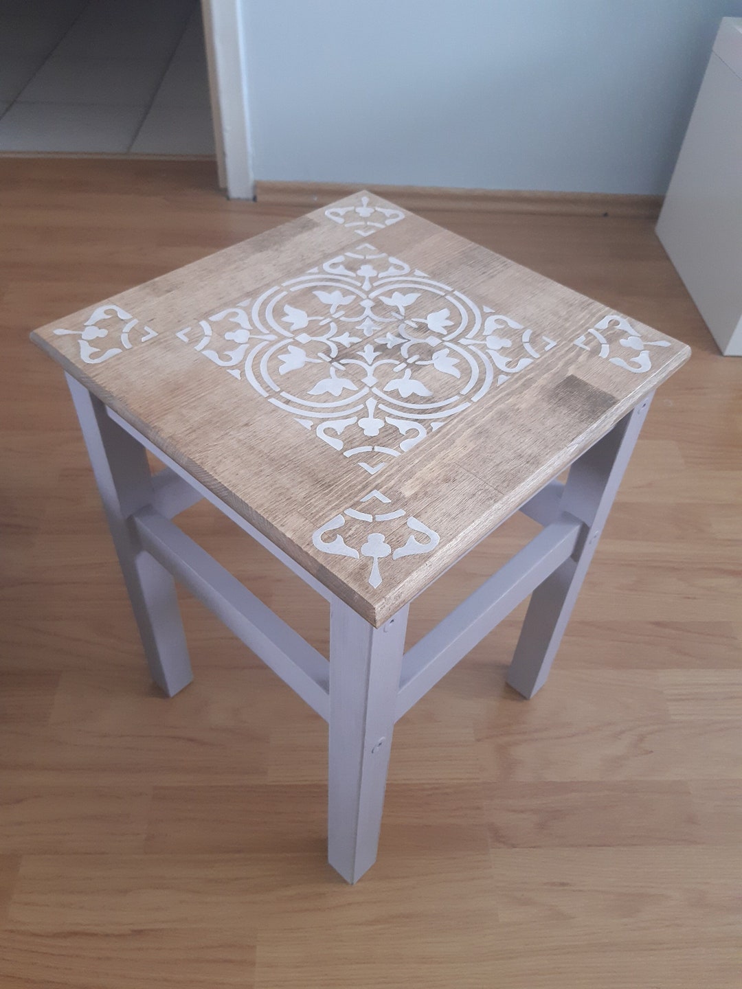 Painted Wooden Stool Square Stool Coffee Table Vintage - Etsy