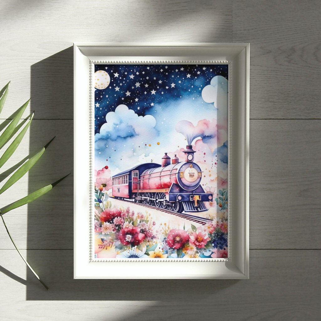 Magical Wizard Train Poster Hogwarts Express Cute Train Nursery Poster ...