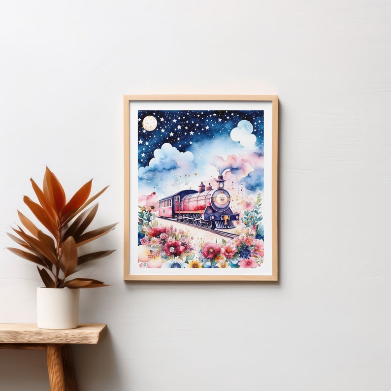 Magical Wizard Train Poster Hogwarts Express Cute Train Nursery Poster ...