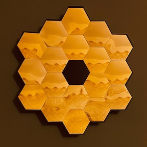 James Webb Telescope Mirror: Golden Acrylic Wall Art, Cosmic Decor 22 ...